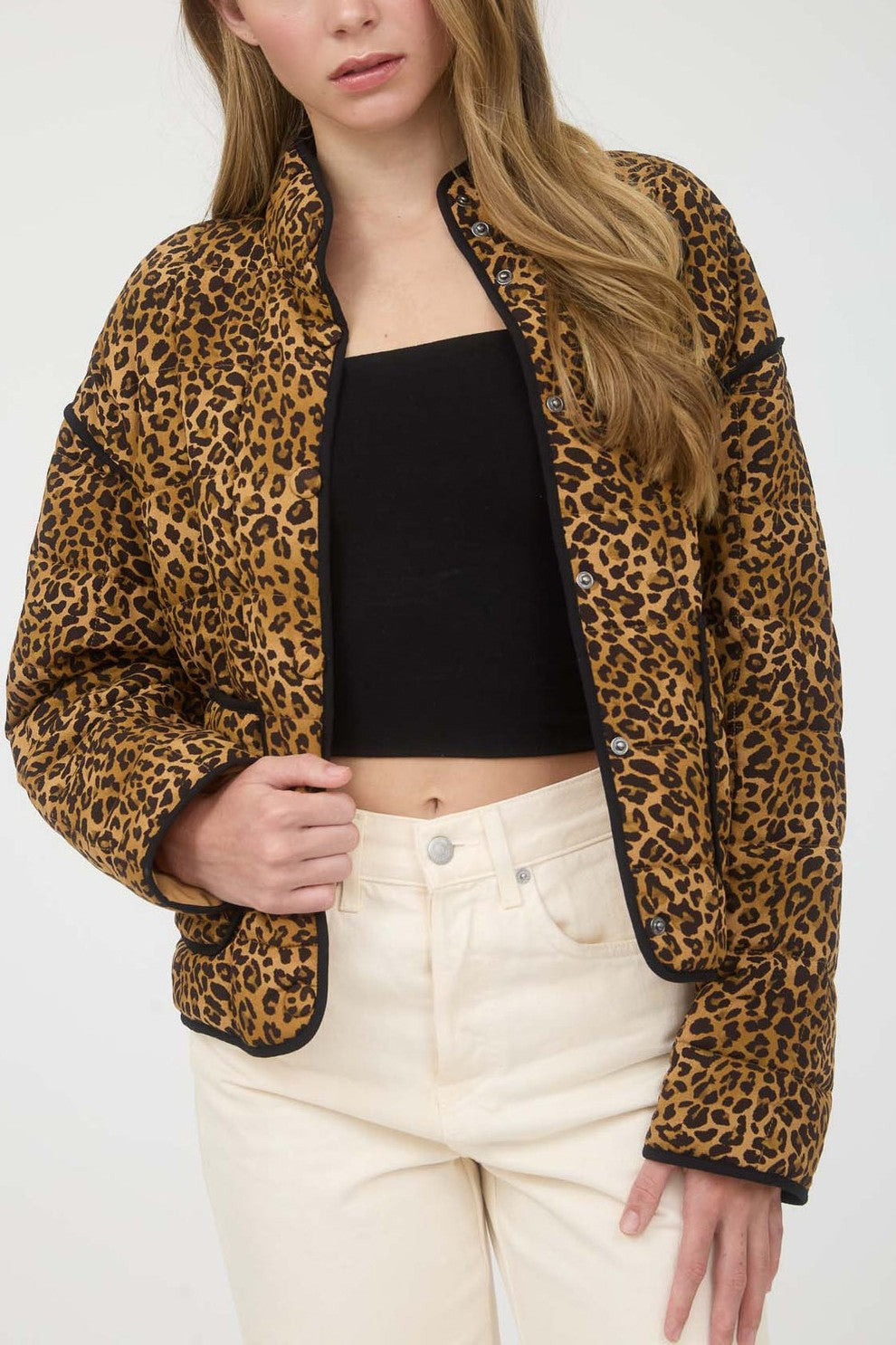 Quilted Puffer Jacket-Leopard Print | Women's Jackets - Erma Jean